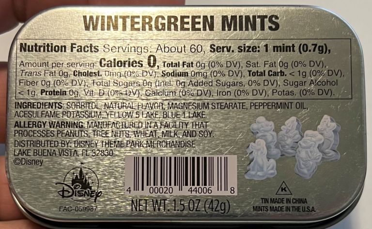 WDW Magic Kingdom Wintergreen Mints Tin | Disleelandia