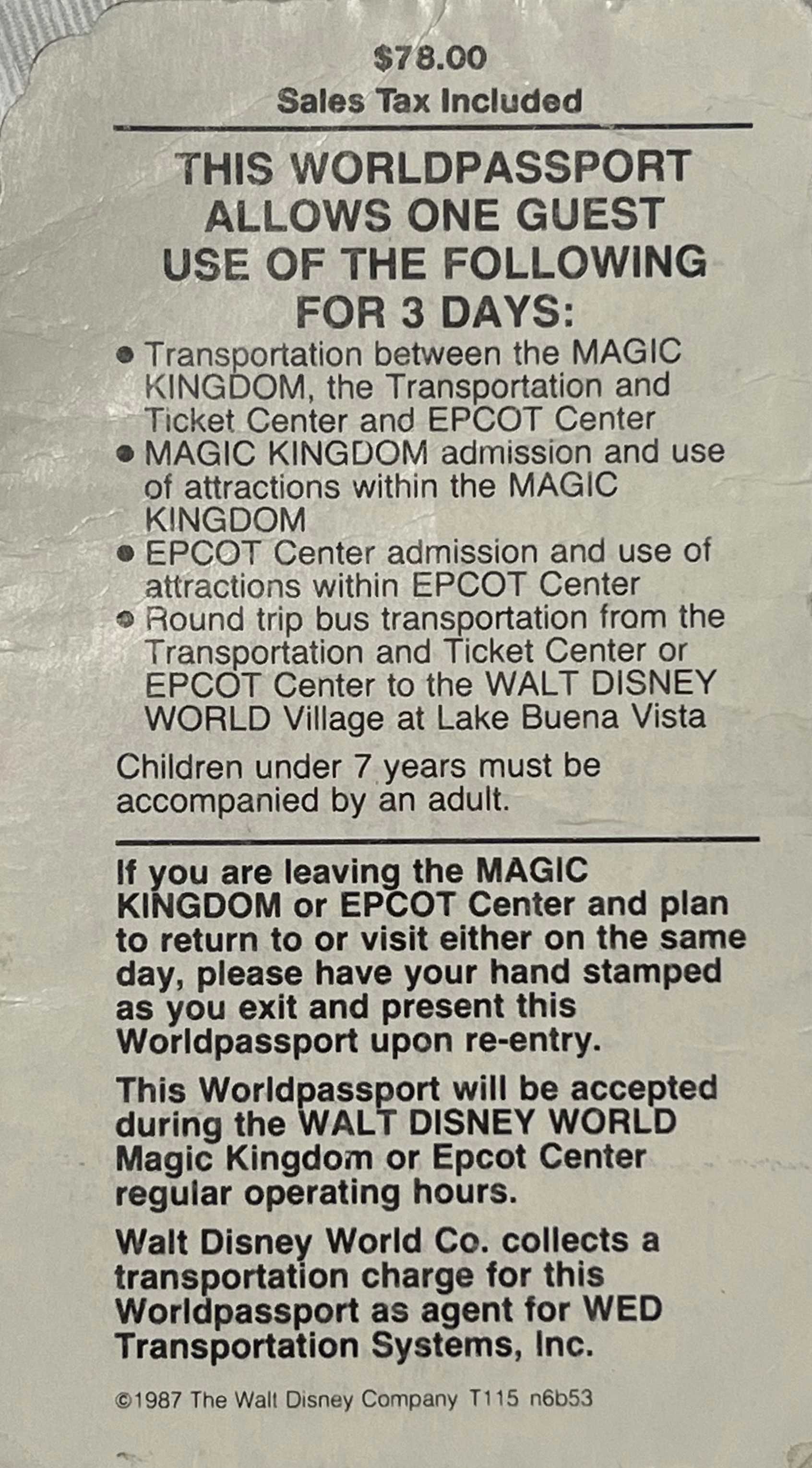 Vintage Walt Disney World Passport Tickets | Disleelandia
