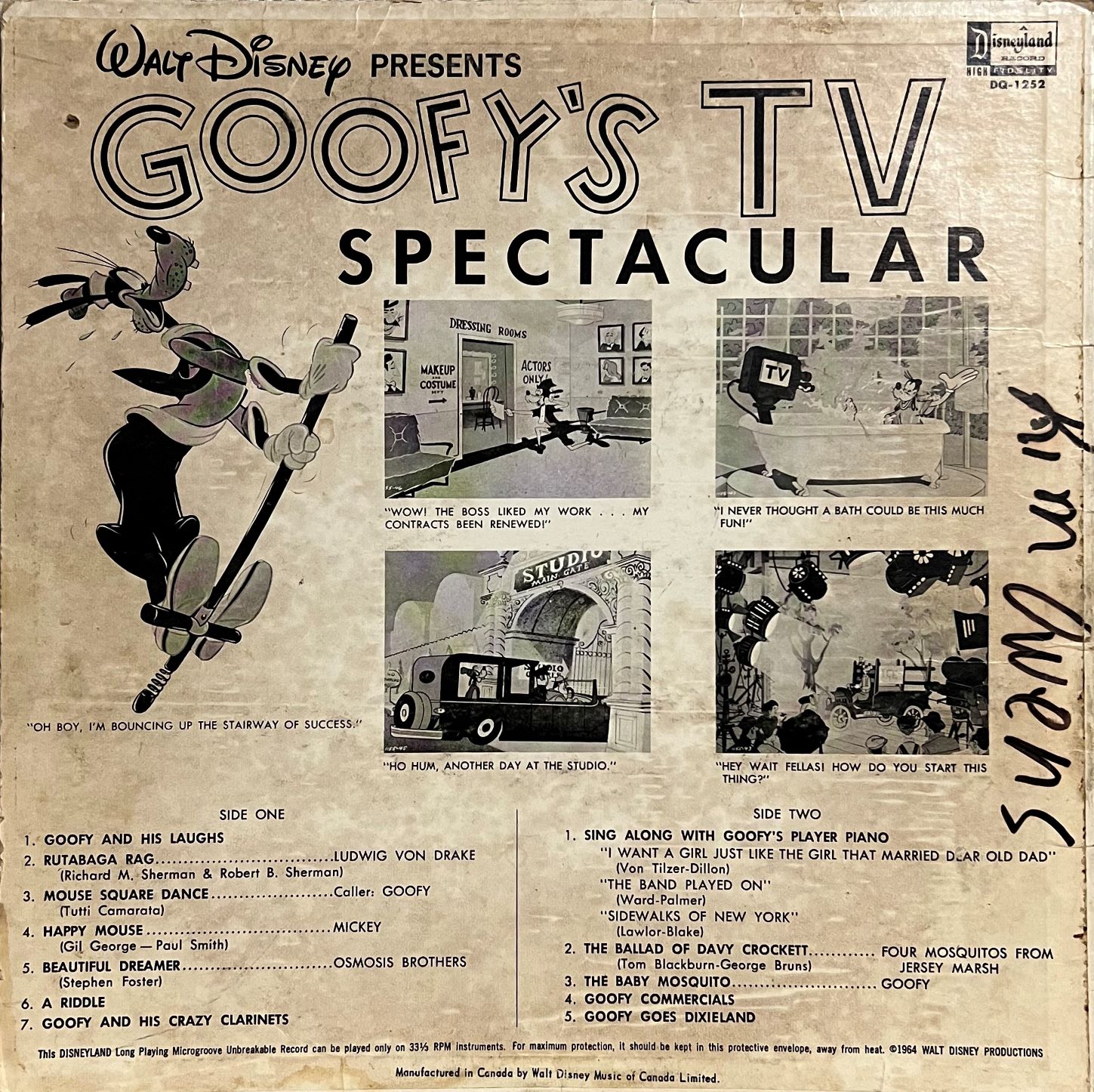 Walt Disney Presents Goofy’s TV Spectacular LP | Disleelandia