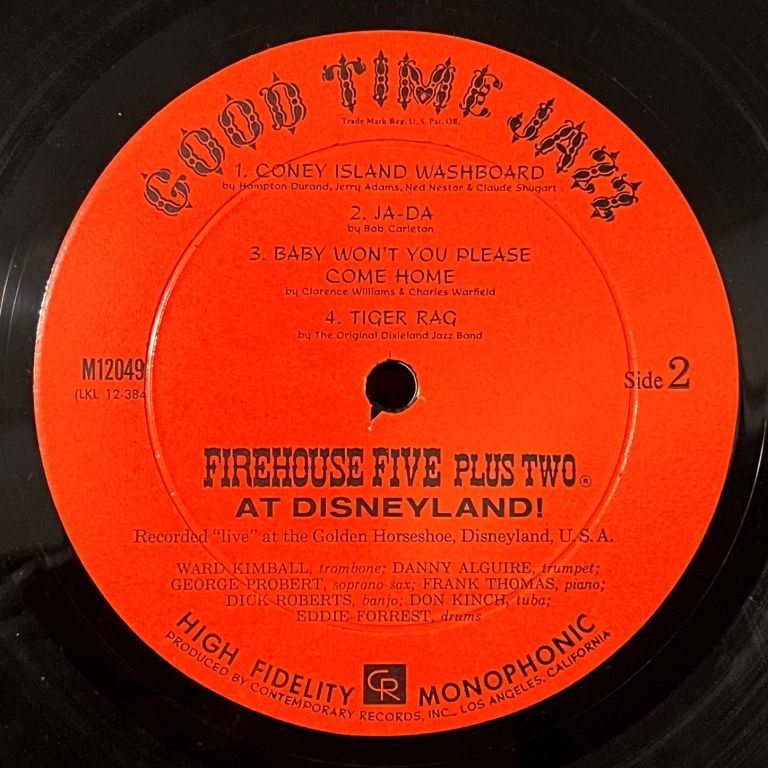 Firehouse Five Plus Two at Disneyland LP Record | Disleelandia